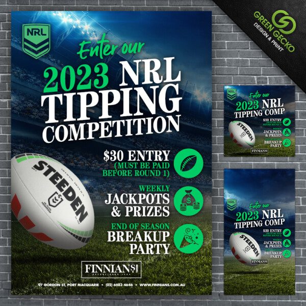 NRL footy tipping designs for Finnians Tavern – Green Gecko | Design ...